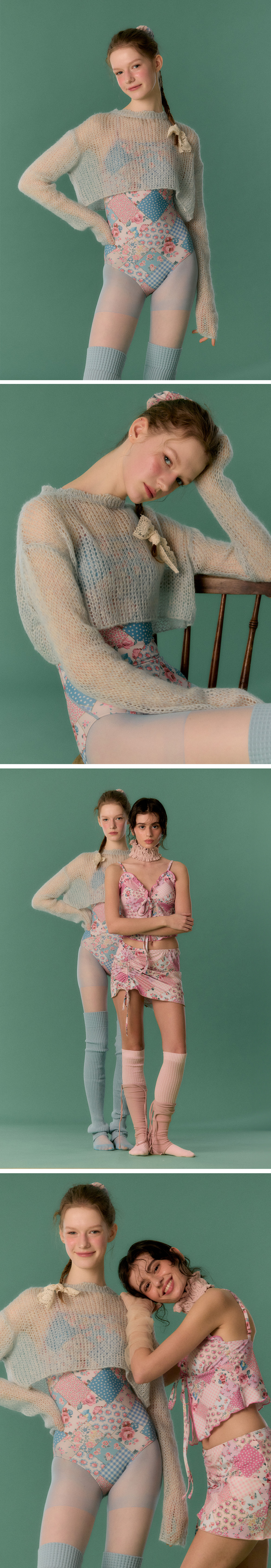 MUSINSA公式 | LOOPLOOP [Bohemian Patchwork_Sky Blue] Crossback One Piece Swimsuit